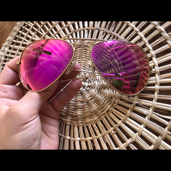 Ray-Ban | Accessories | Ray Ban Flash Lens Fuchsia Aviators | Poshmark